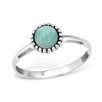 Blue Circle Amazonite Silver Gemstone Ring - Studio Jewellery Australia