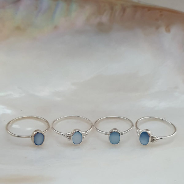 Blue Oval Shell Silver Ring - Studio Jewellery Australia
