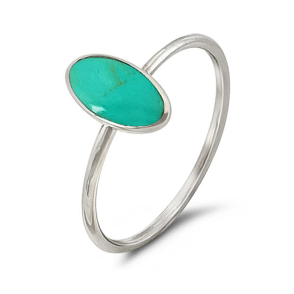 Blue Circle Amazonite Silver Gemstone Ring - Studio Jewellery Australia