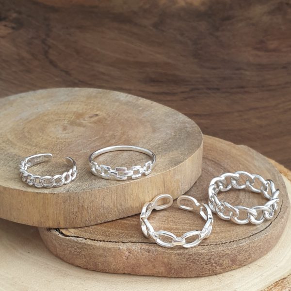 Adjustable Chain Mid Finger Silver Ring - Studio Jewellery Australia