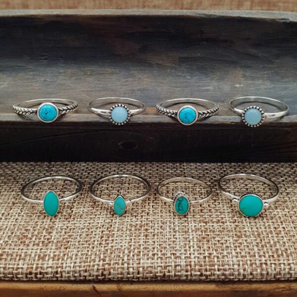 Blue Circle Amazonite Silver Gemstone Ring - Studio Jewellery US