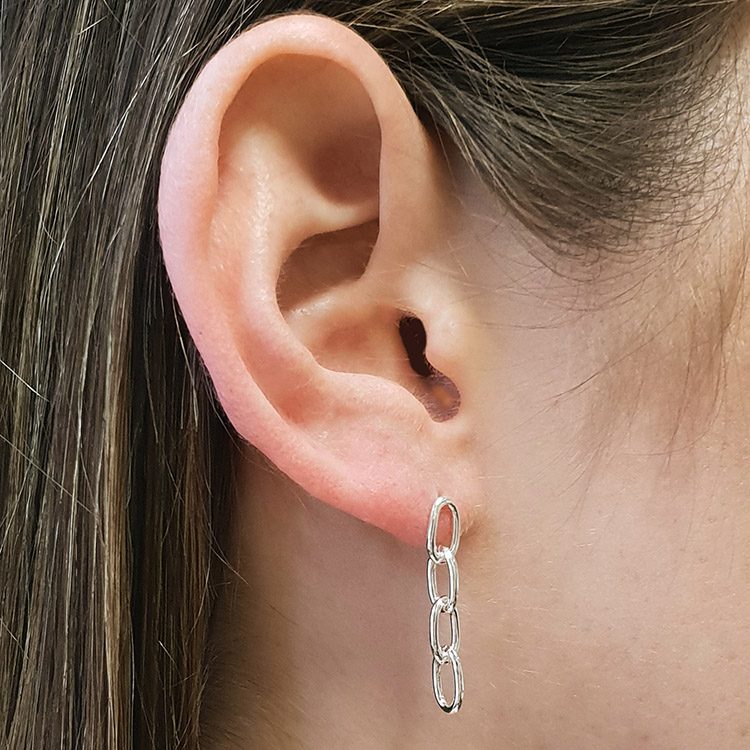 Chain Link Silver Earring Studs - Studio Jewellery US