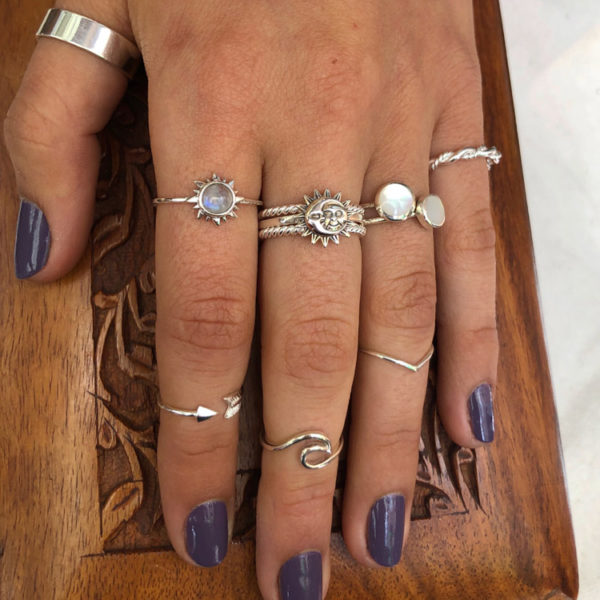 Sun Moonstone Silver Gemstone Ring - Studio Jewellery US