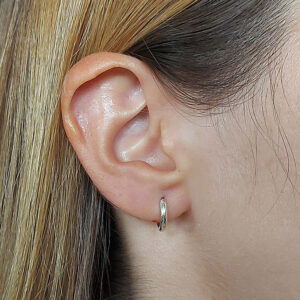 Plain 13mm Silver Hoop Huggie Earrings Studio Jewellery US